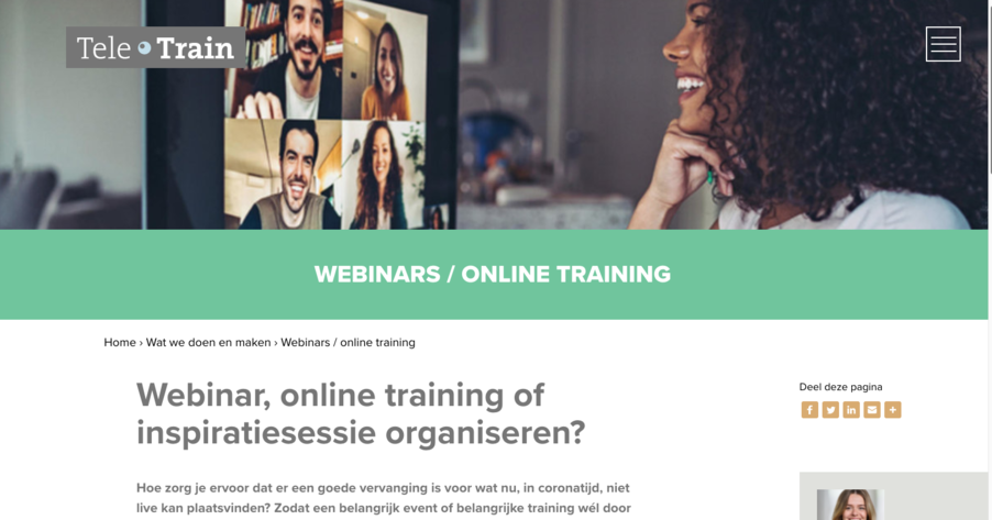 Tele'Train bedenkt, organiseert en faciliteert webinars en online trainingen